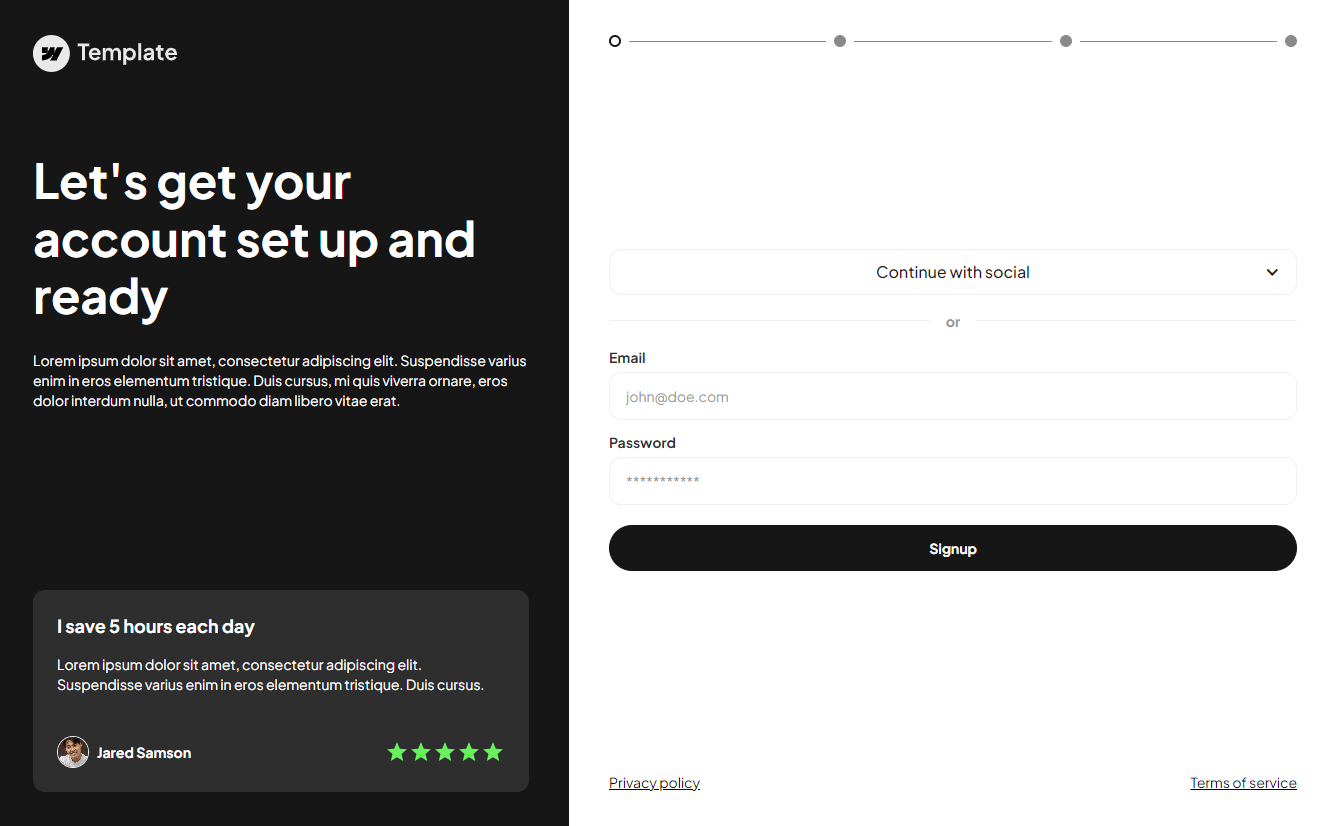 Signup with Social Auth | Free Webflow Component